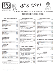 Daily Menu – Cafe 100 – Hilo, HI